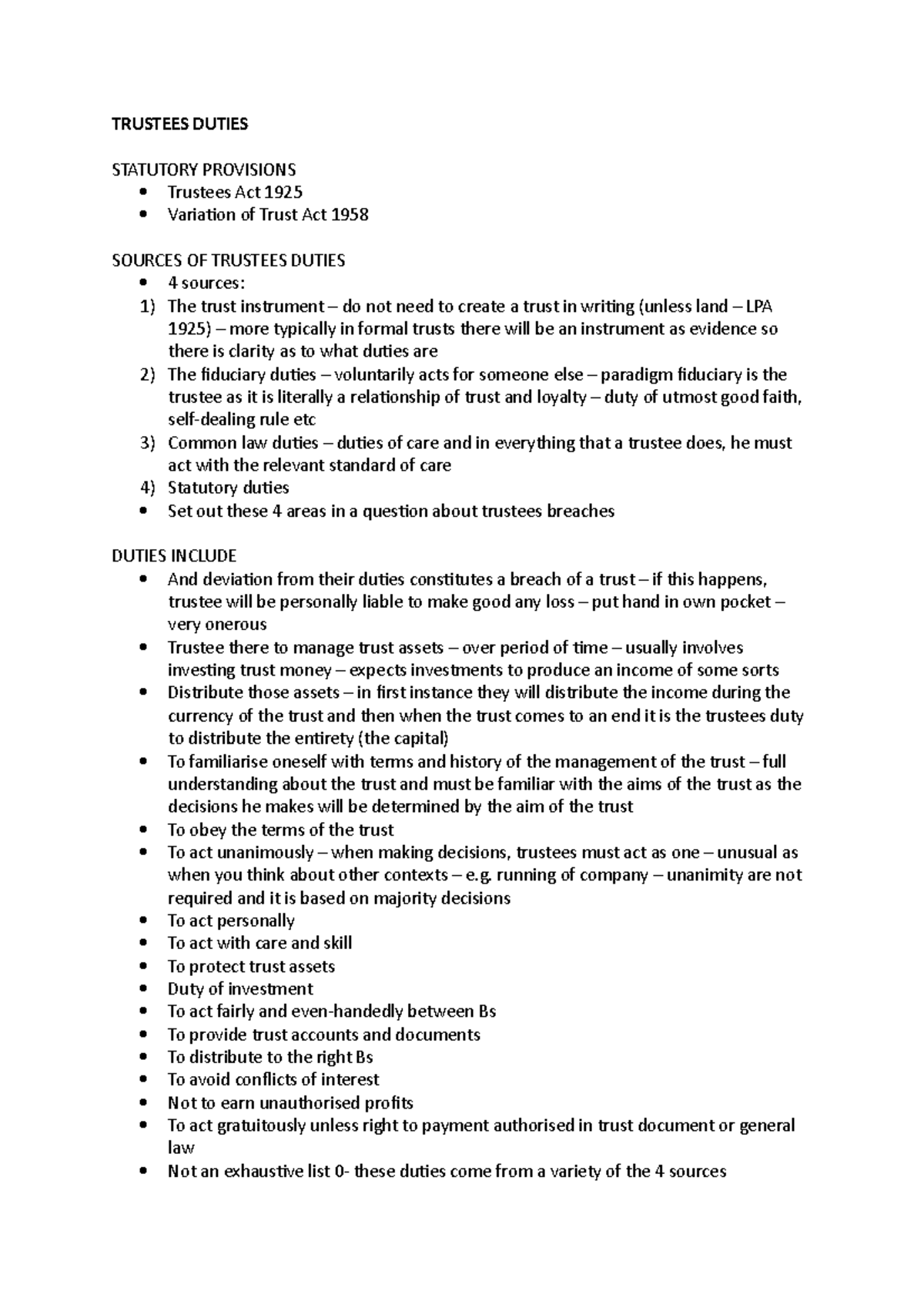 Trustees Duties - TRUSTEES DUTIES STATUTORY PROVISIONS Trustees Act 1925 Variation of Trust Act ...