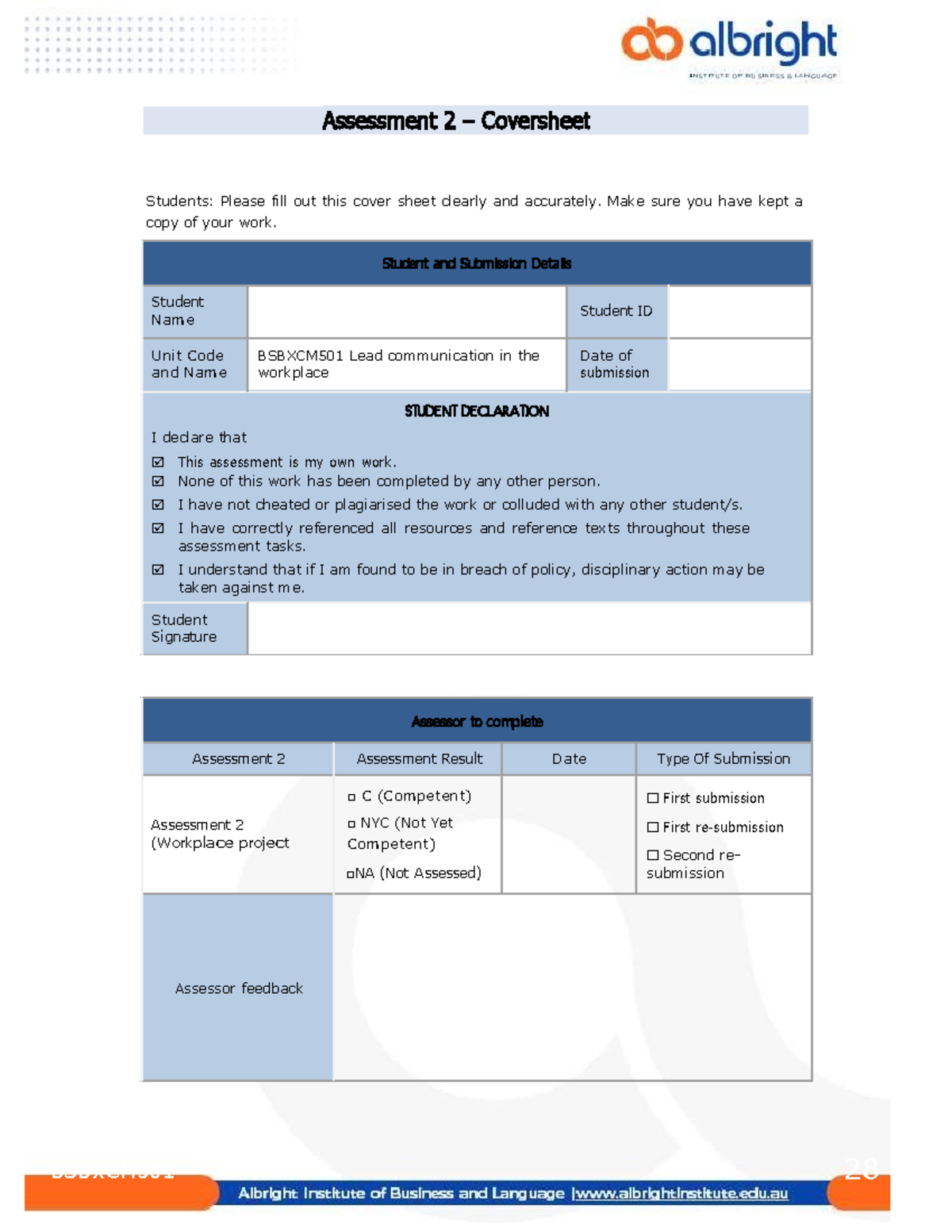 Bsbxcm 501 Assessment 2 (Word Version)Assessment 2 - Assessment 2 ...