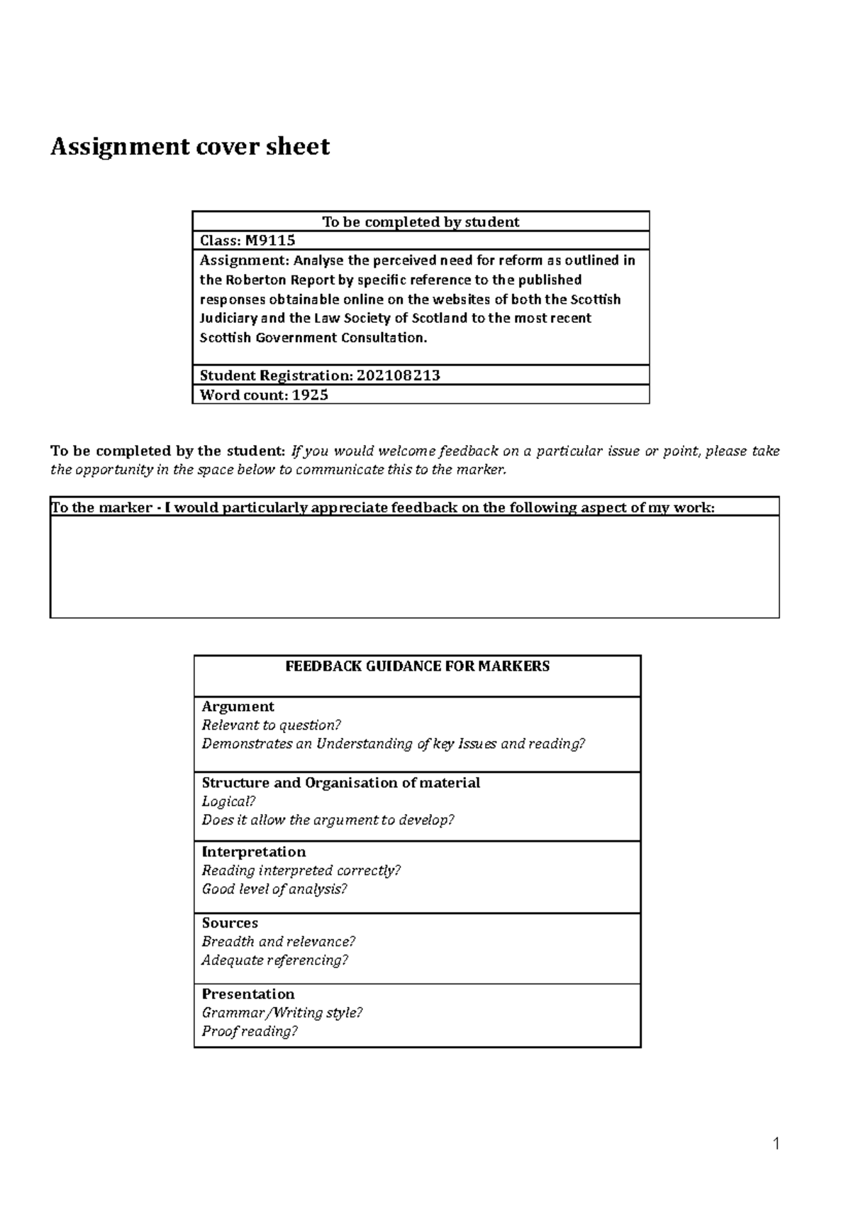 Legal Process Assignment - Assignment cover sheet To be completed by ...