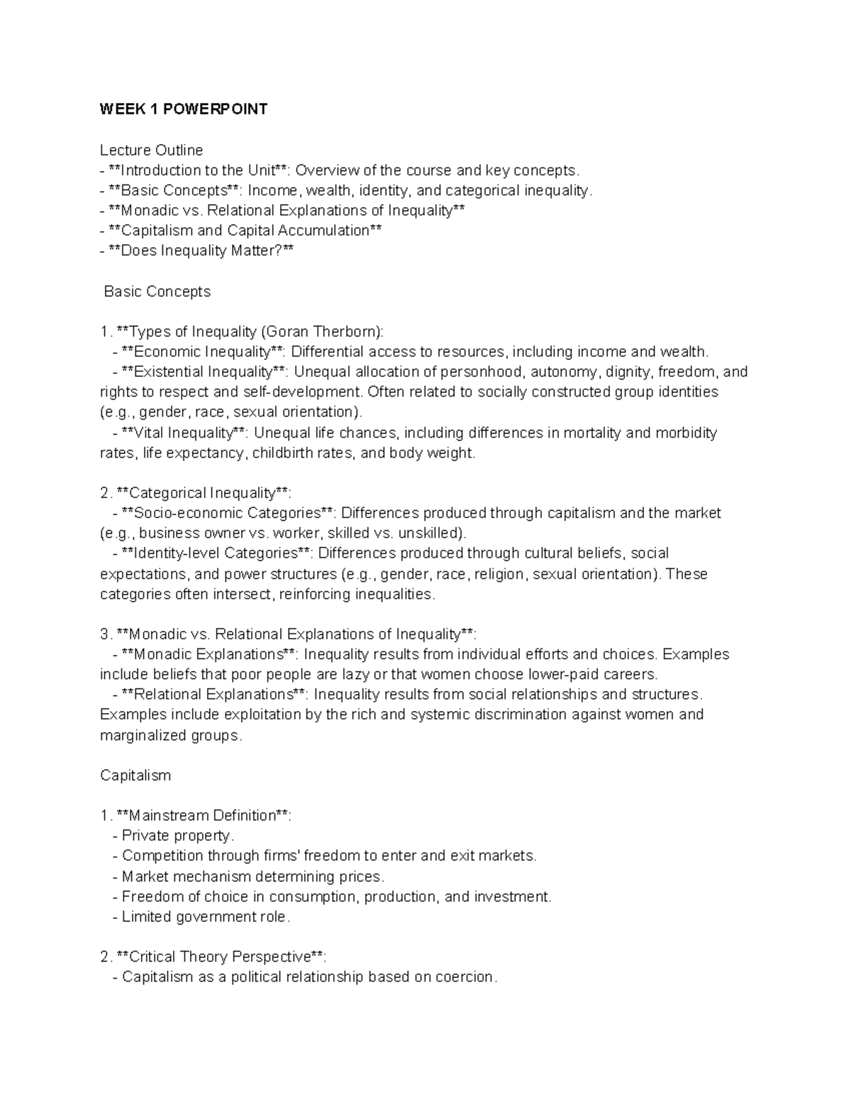 Powerpoint Notes - WEEK 1 POWERPOINT Lecture Outline Introduction to ...