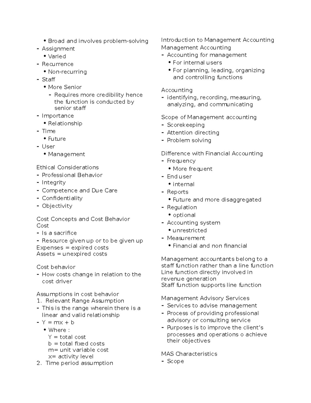 MAS Introduction - Management Accounting - University of the ...