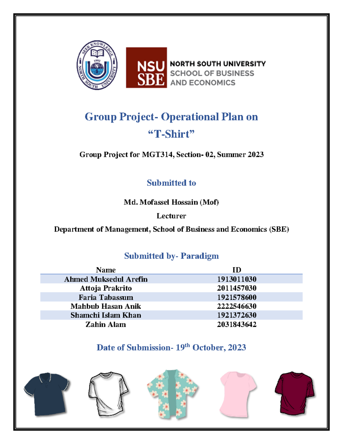 MGT314 Group Project Paradigm 1 1 - Group Project- Operational Plan on ...