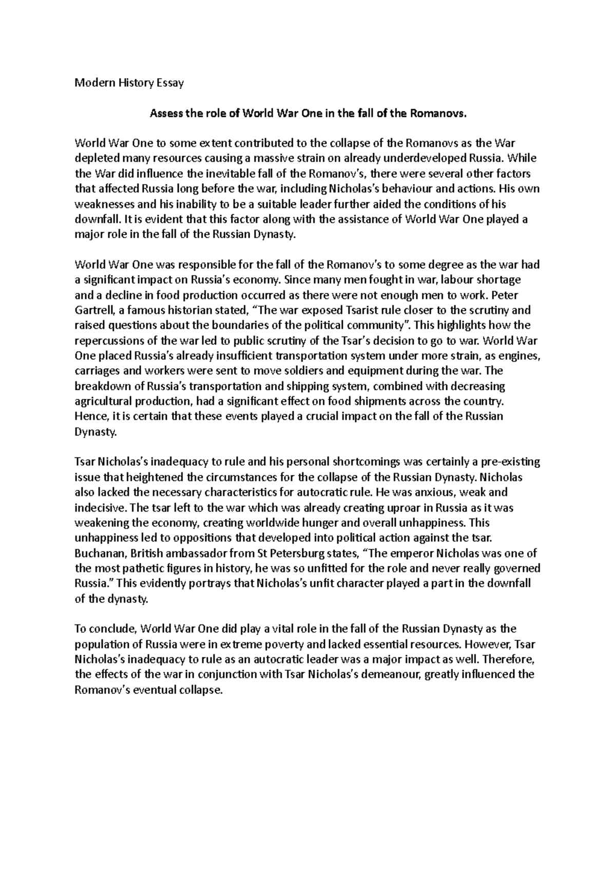 Modern History Essay jana copy copy - Modern History Essay Assess the ...