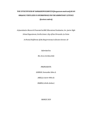 Licudanacosta - Sample Investigatory Project with Chapters 1-3 - THE ...