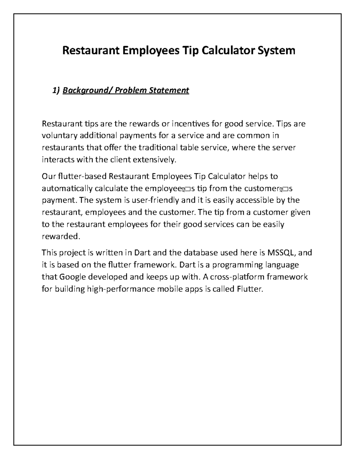 SPM Umer - Restaurant Employees Tip Calculator System Background ...