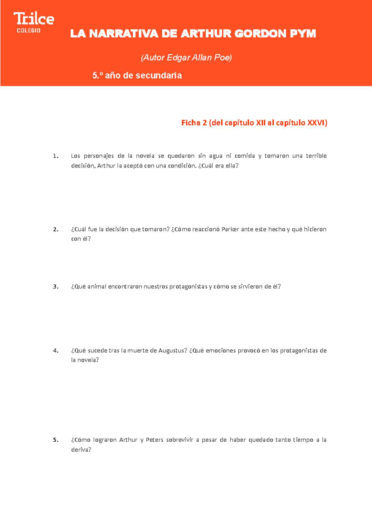 5to Sec-Libro 3-Ficha 2 - Ficha 2 (del capítulo XII al capítulo XXVI) 1 ...