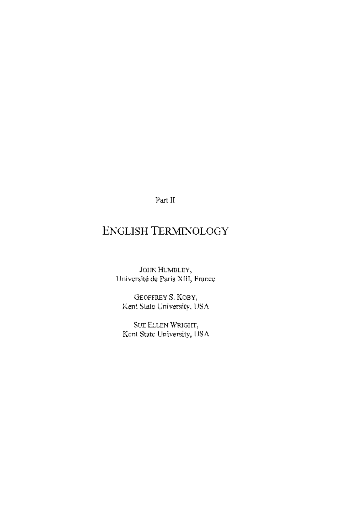 Translation Terminology - Part II ENGLISH TERMINOLOGY JOHN HUMBLEY ...
