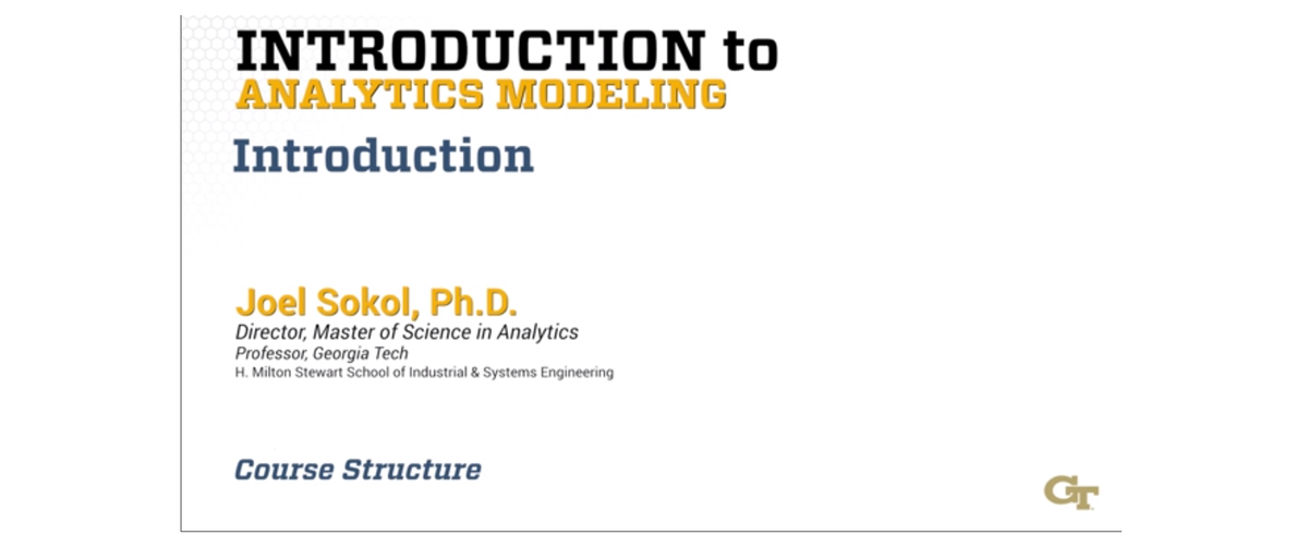 Module 1 L2 - yes - INTRODUCTION to ANALYTICS MODELING Introduction Joel Sokol, Ph. Director ...