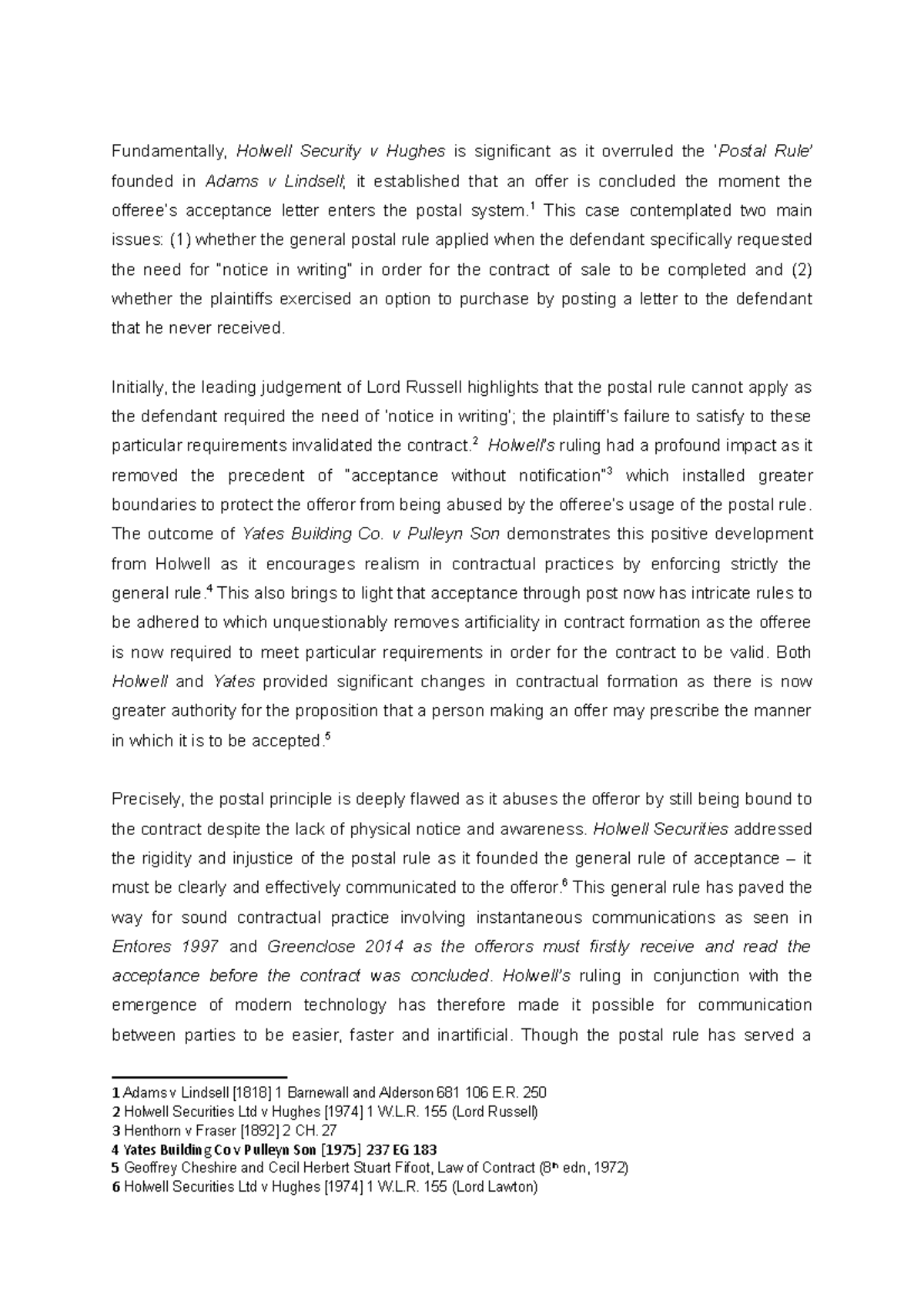 CL4301 2020595 - Final - First contract law essay - this focuses on the ...