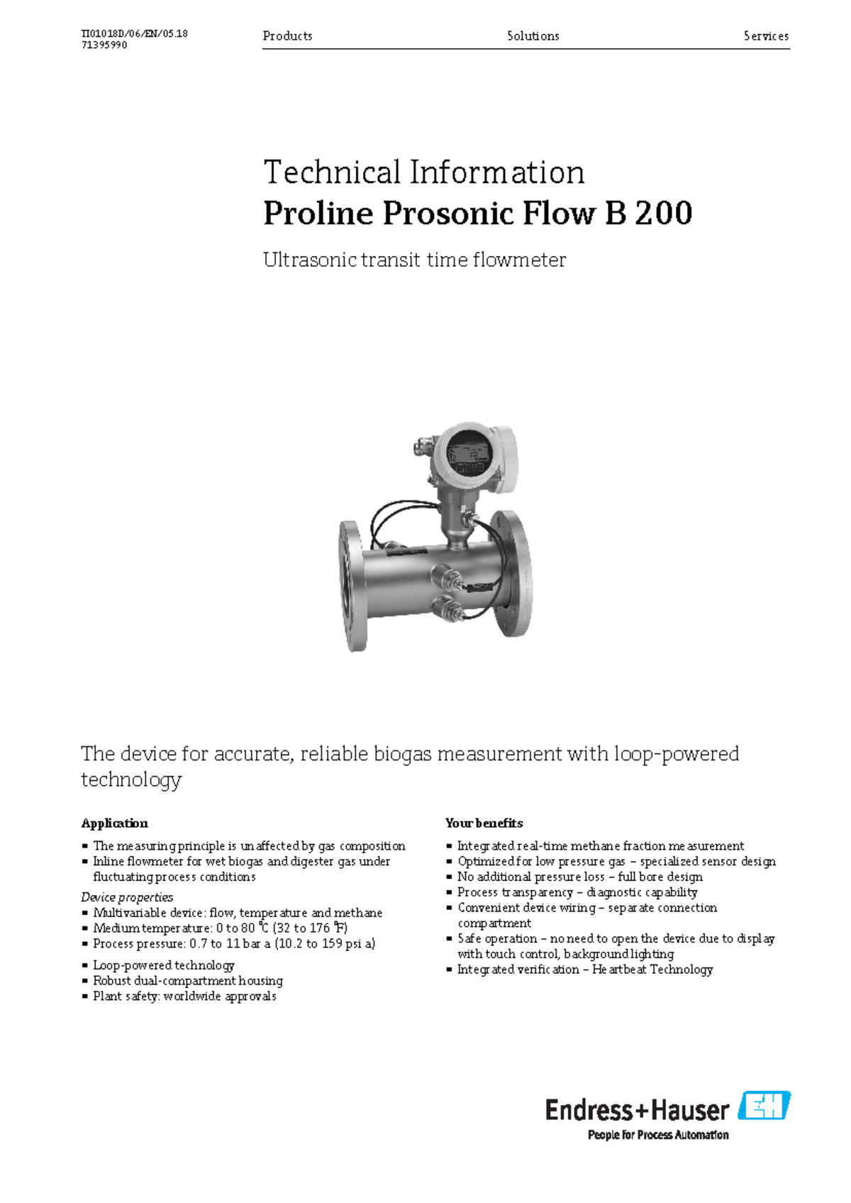 Medidor Prosonic Flow B200 - The device for accurate, reliable biogas ...