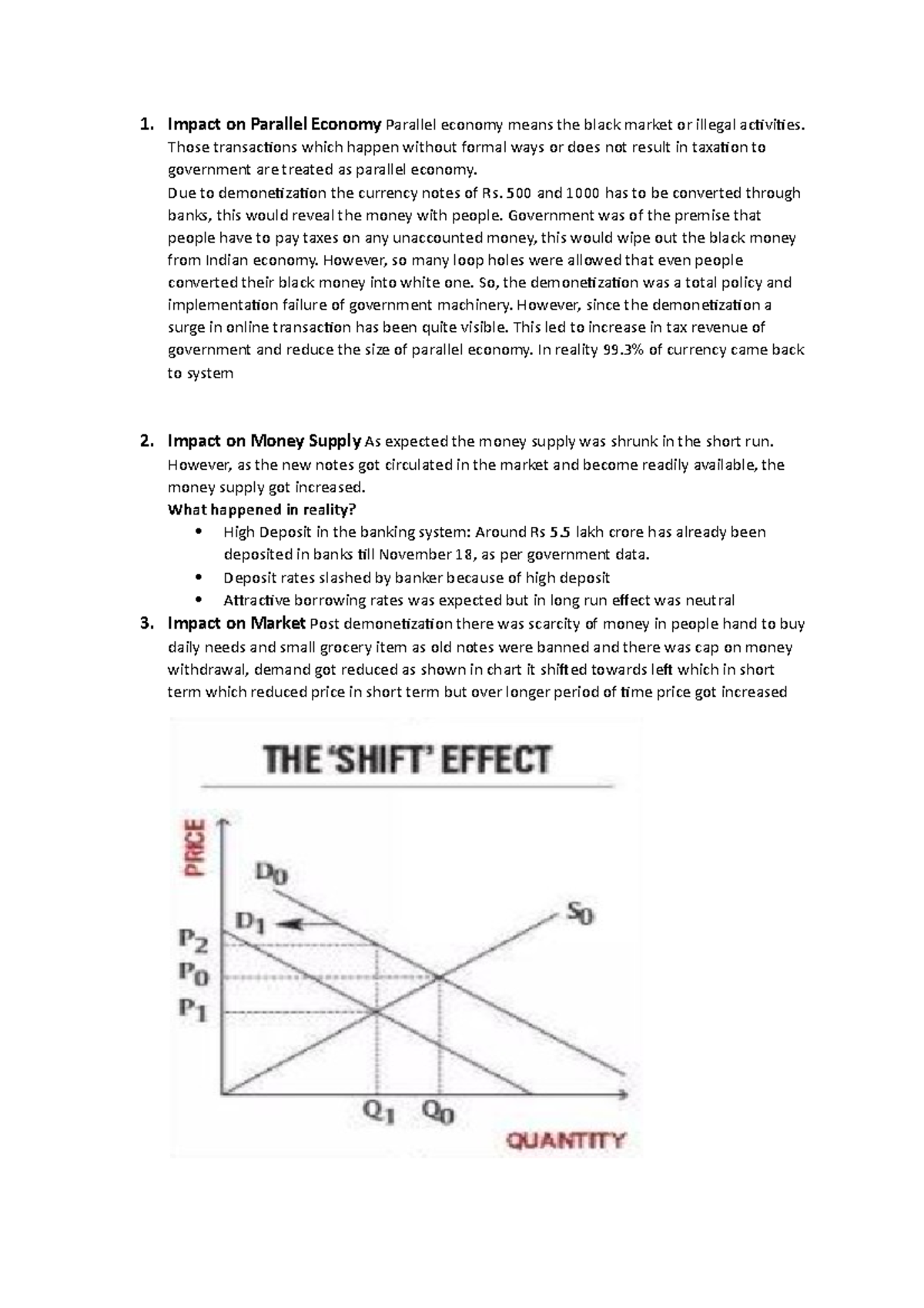 Impact on Parallel Economy Parallel economy means the black market or ...
