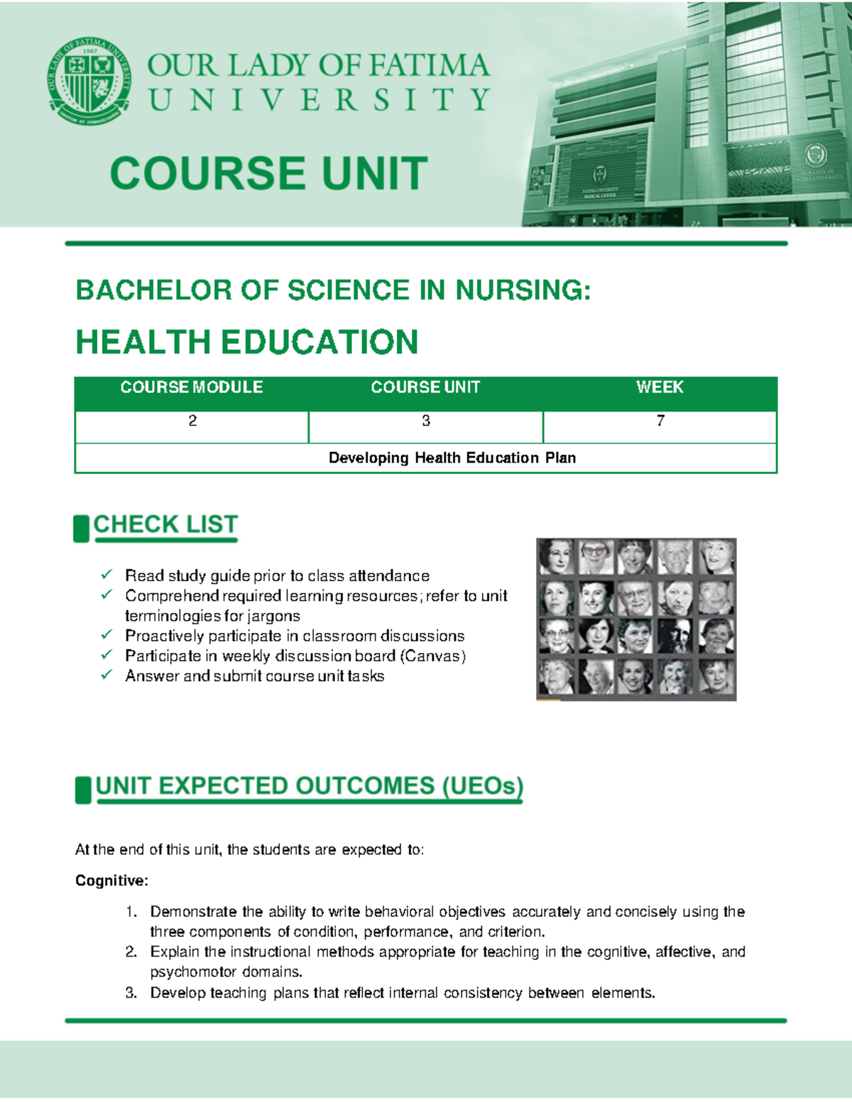 CU 7 Developing Health Education Plan - BACHELOR OF SCIENCE IN NURSING ...