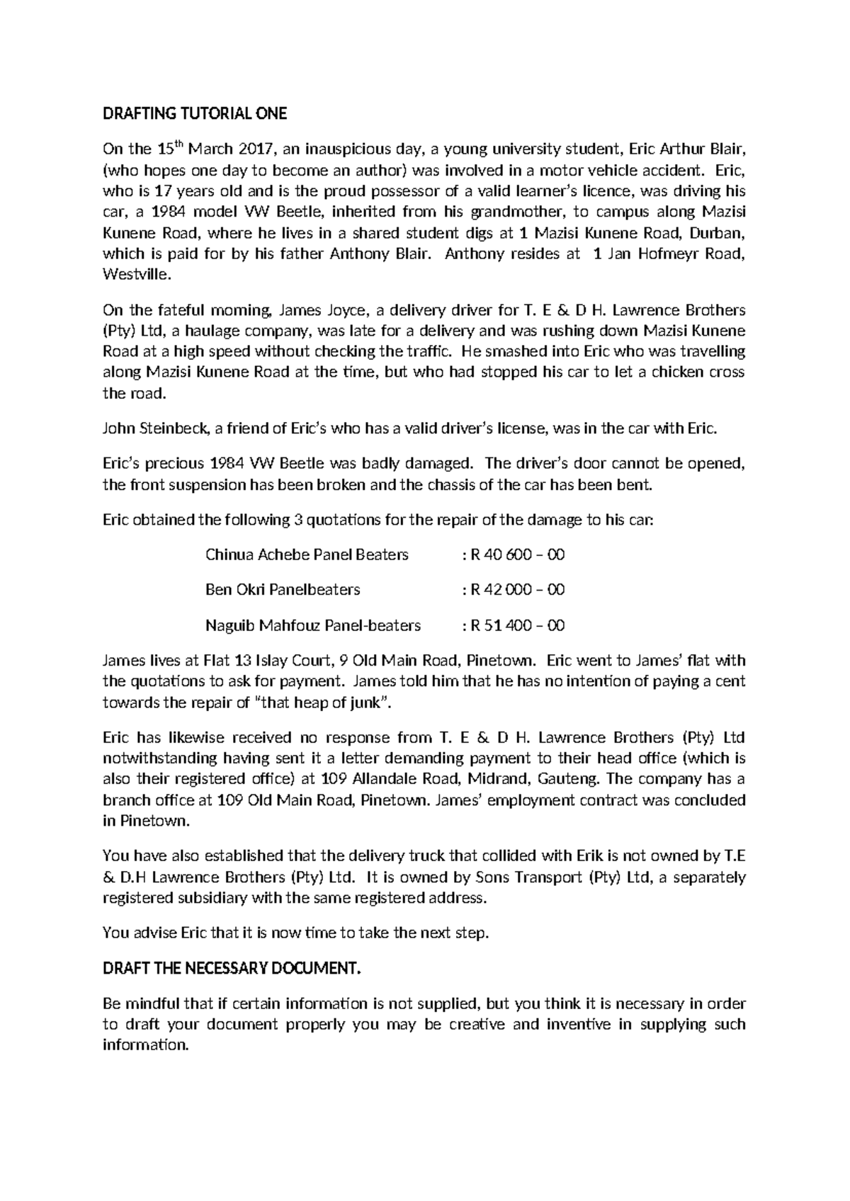 Drafting Tutorial 1 - POC - DRAFTING TUTORIAL ONE On the 15th March ...