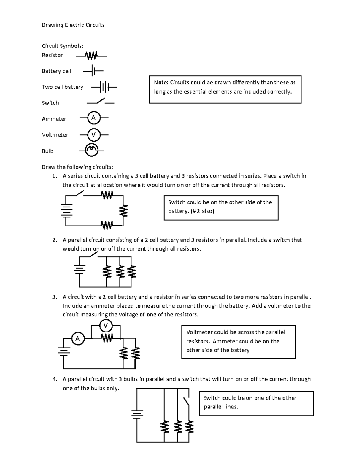 Drawing electric Circuits solutions - Drawing Electric Circuits Circuit ...