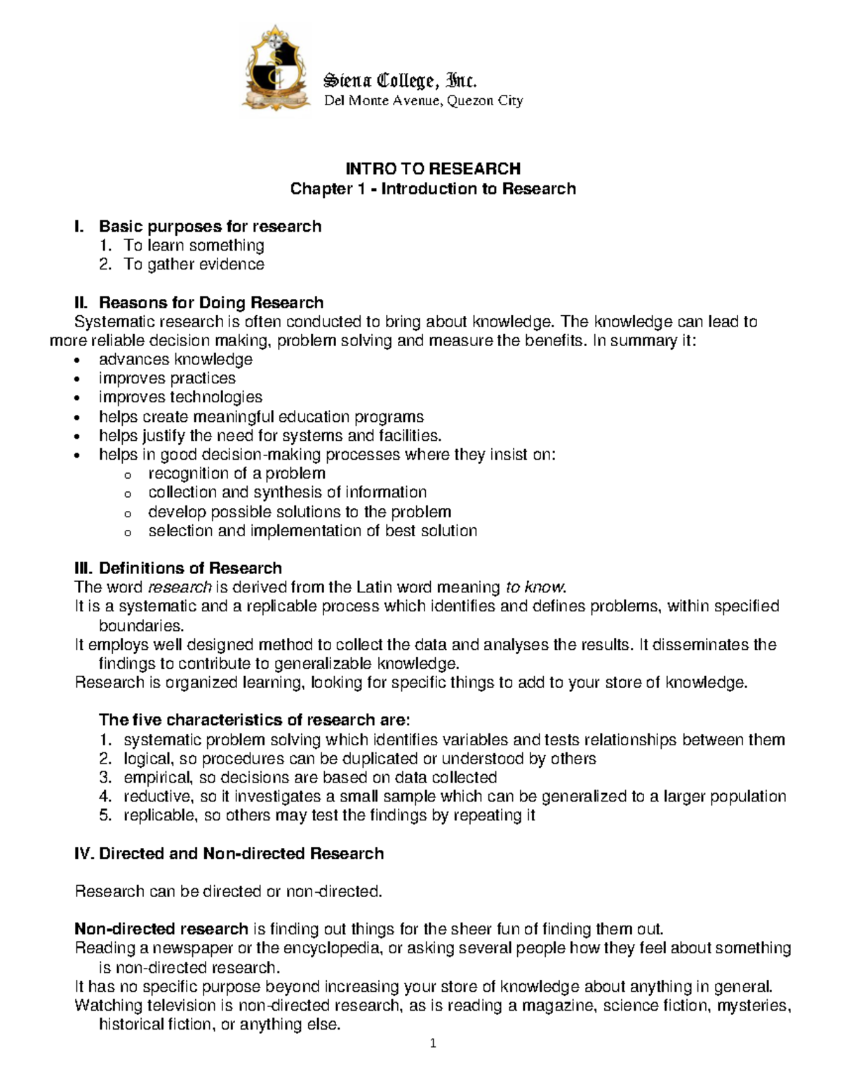 1ST Handout on Reaserch Paprt - Del Monte Avenue, Quezon City INTRO TO ...