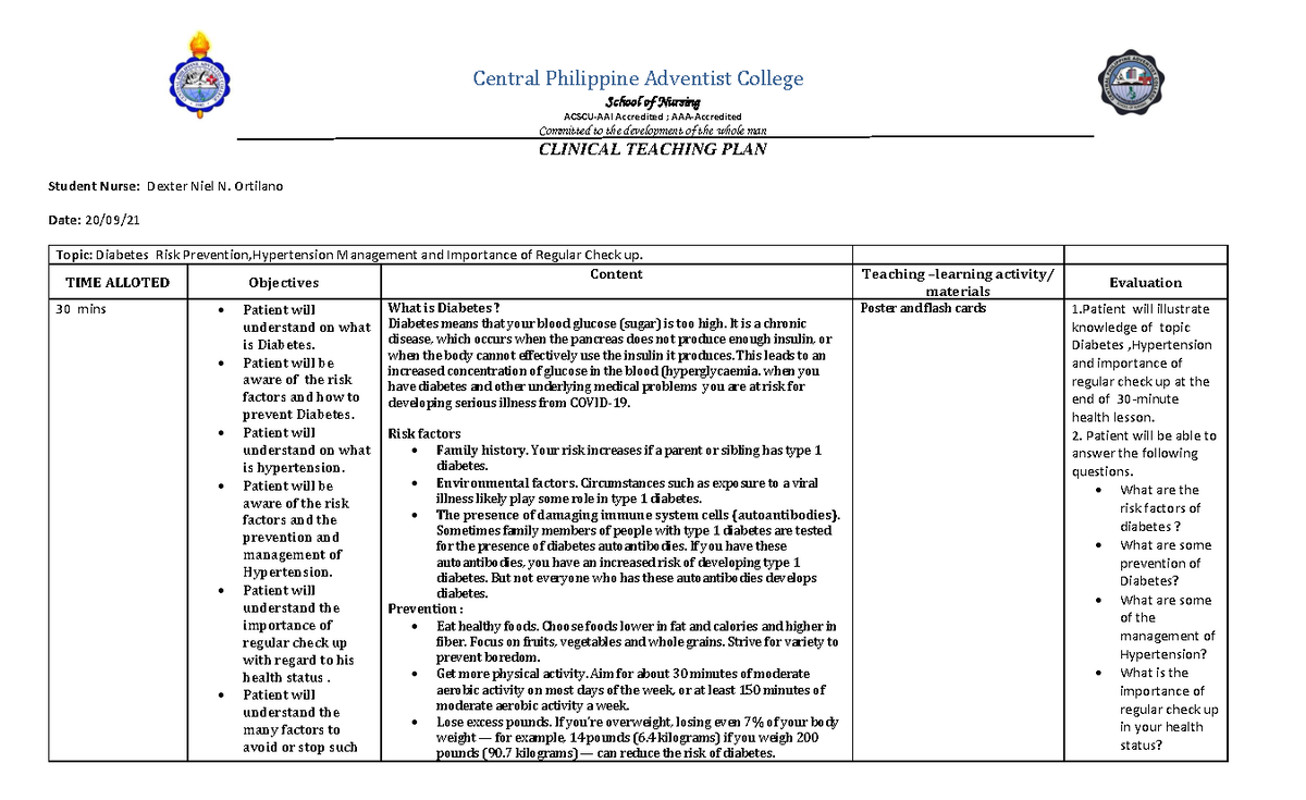 Application of CHN Theories - Central Philippine Adventist College ...