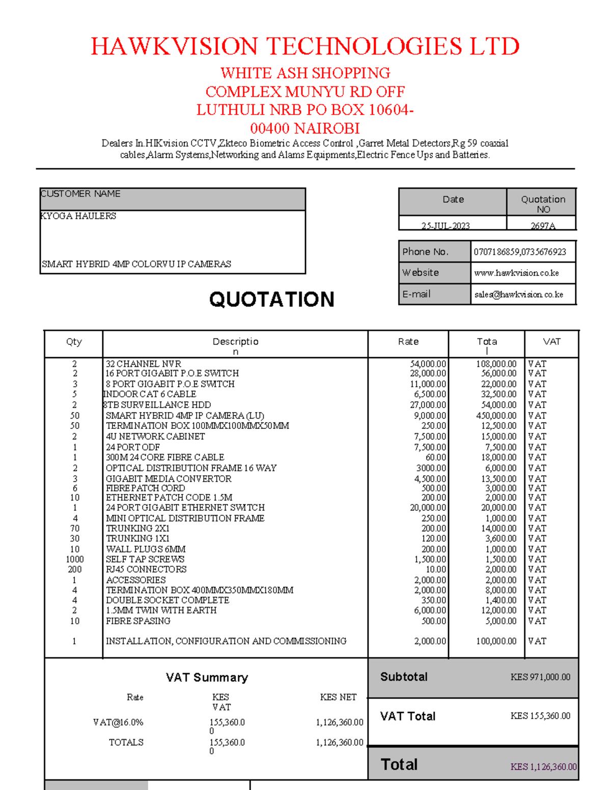 Smart Hybrid 4mp Quotation 3 - Date Quotation NO 25-JUL-2023 2697A ...