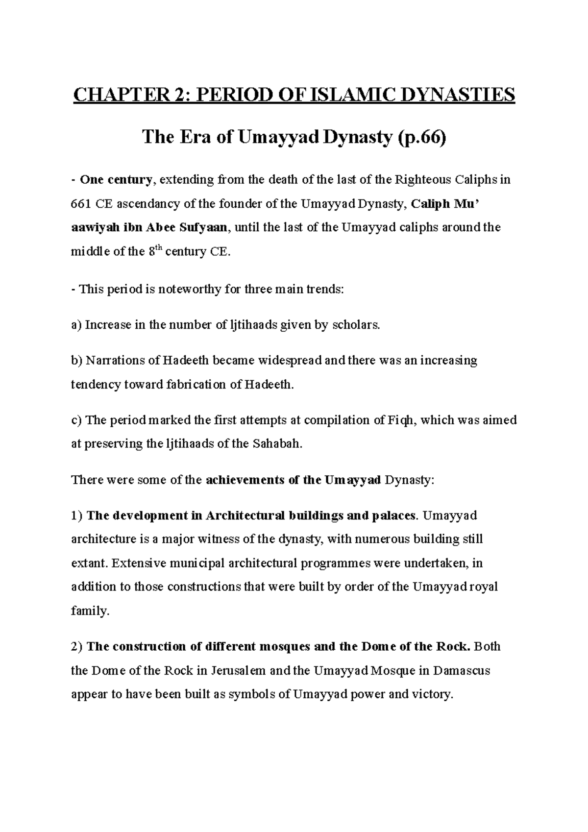 Syariah C2 - CHAPTER 2: PERIOD OF ISLAMIC DYNASTIES The Era of Umayyad Dynasty (p) One century ...