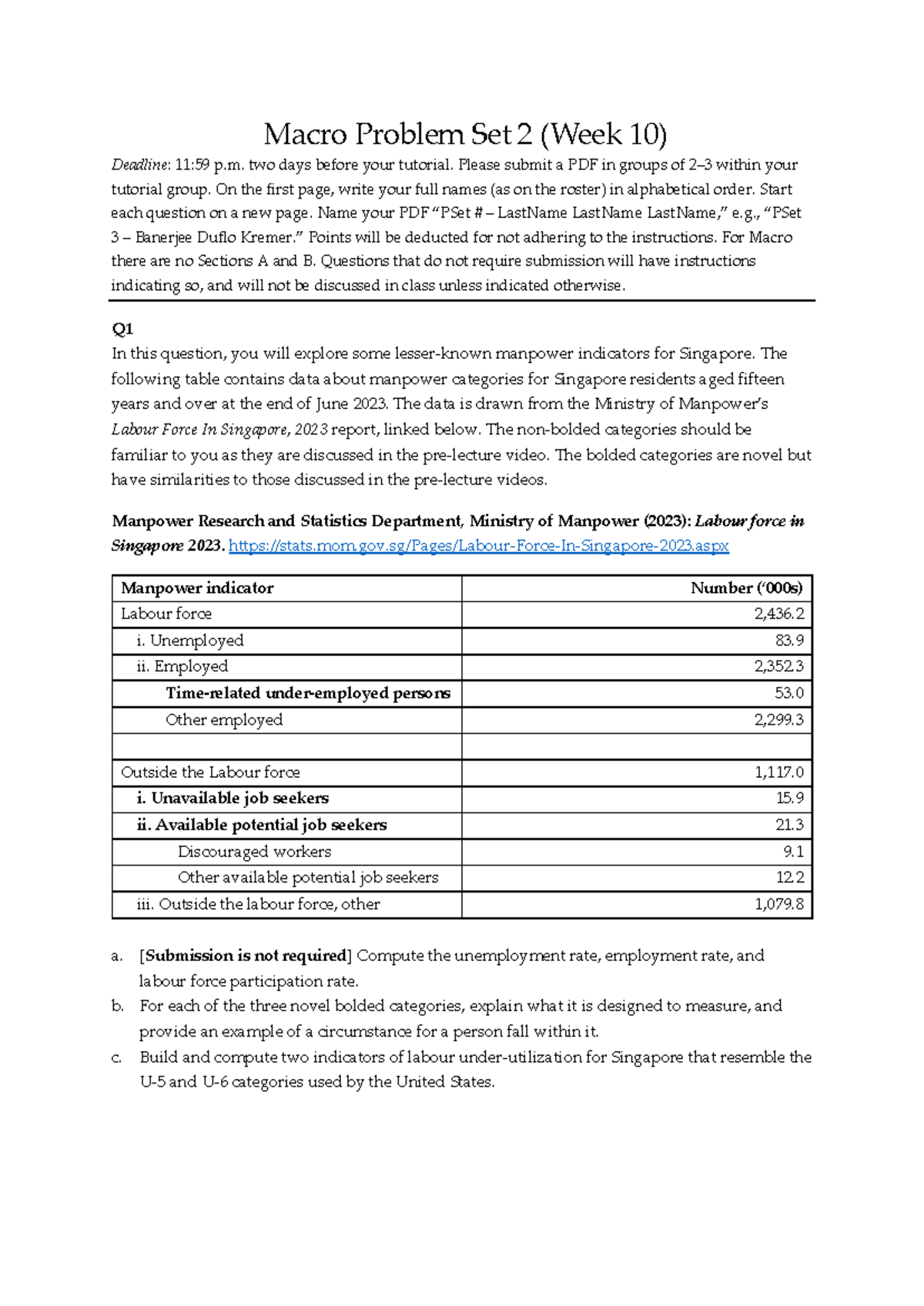 Macro Problem Set 2 Two Days Before Your Tutorial Please Submit A Pdf In Groups Of 23 Within