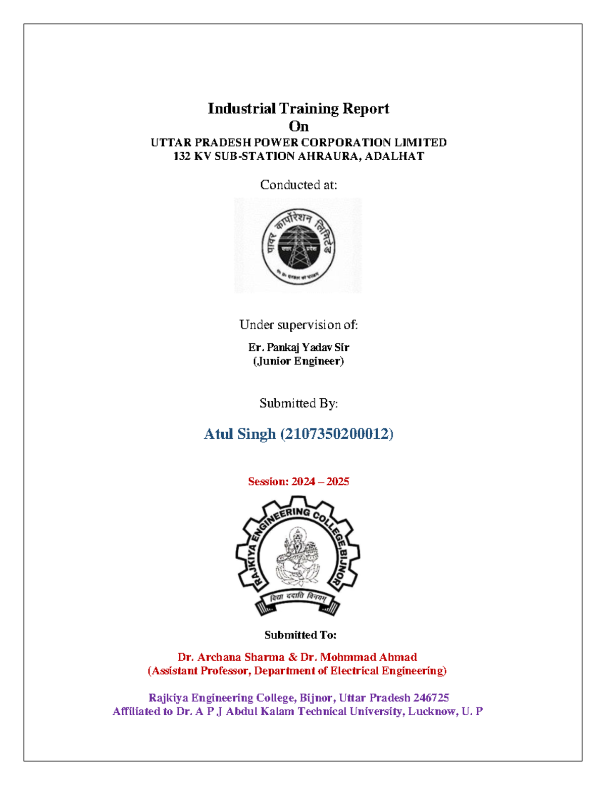 Report 2024 Atul final project report - Industrial Training Report On ...