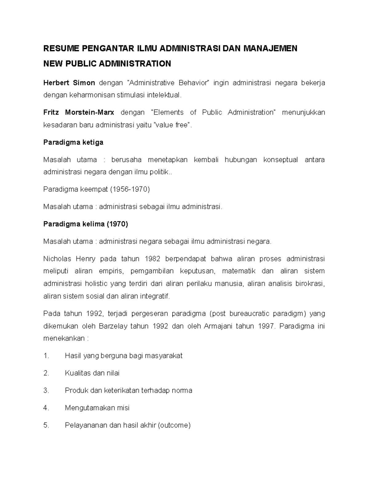 New Public Administration - RESUME PENGANTAR ILMU ADMINISTRASI DAN ...