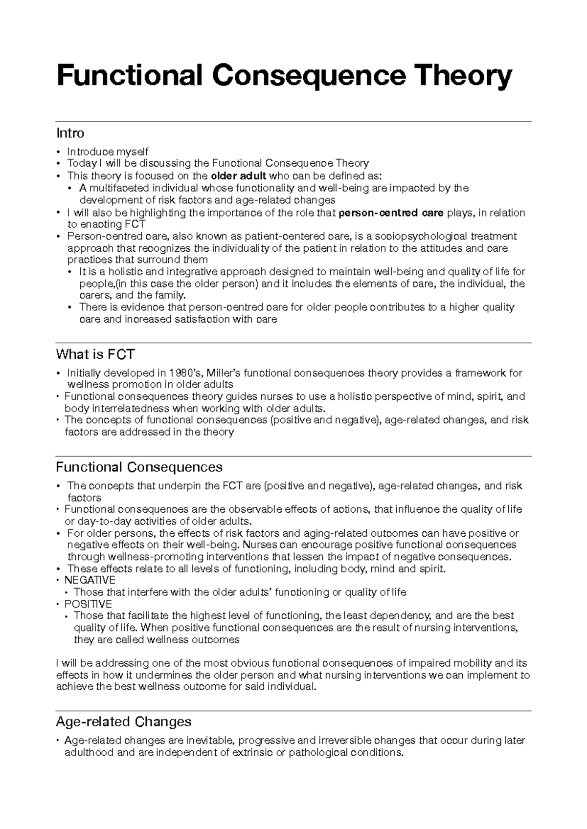 FCT Assignment Notes - Functional Consequence Theory Intro Introduce ...