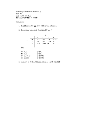 A Compilation for Advanced Statistics - Table of contents Analysis of ...