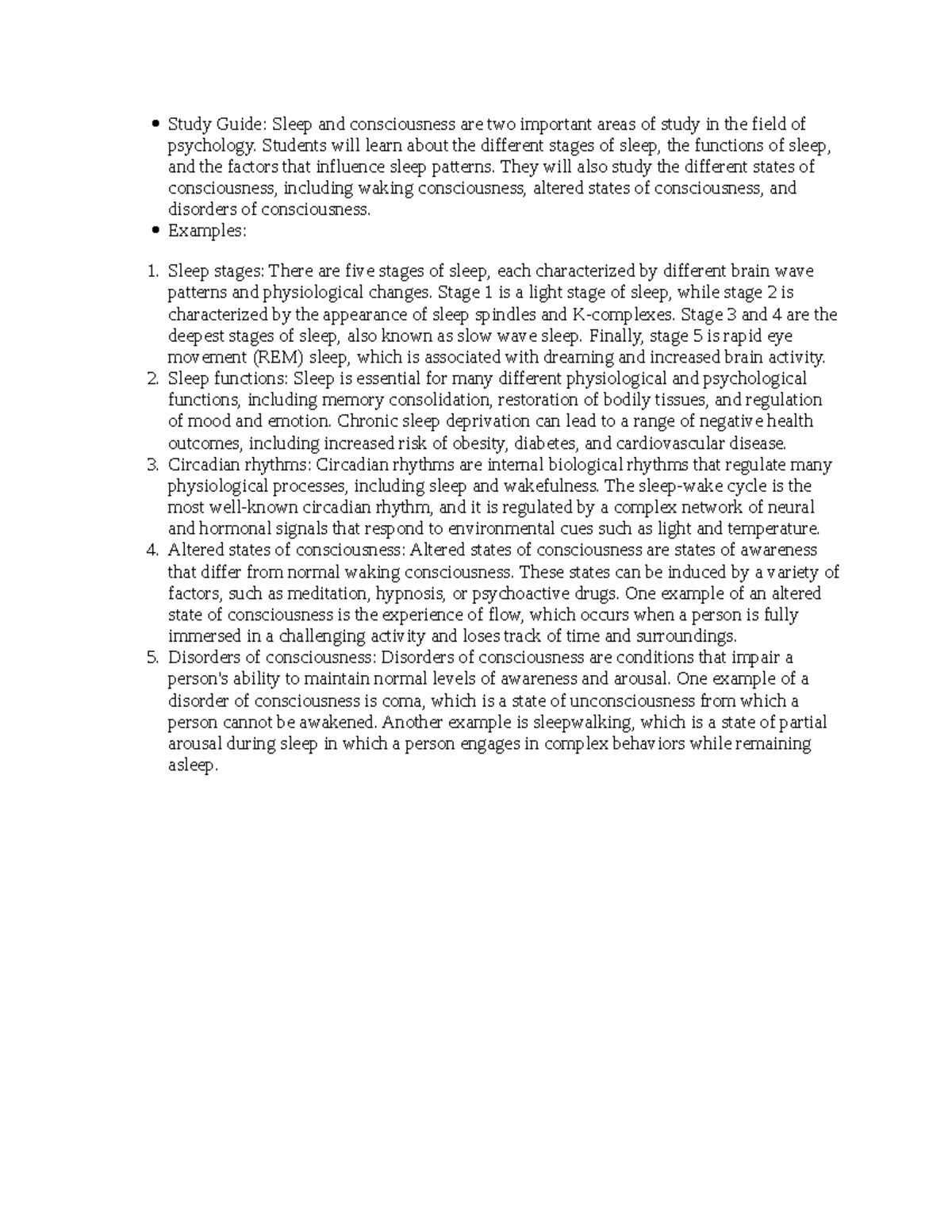 Sleep and Consciousness - Students will learn about the different ...