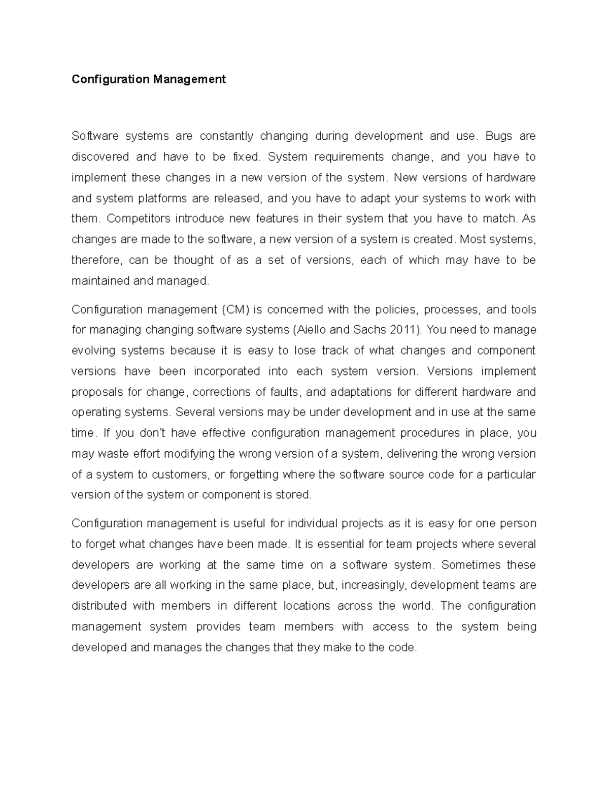 Configuration Management - Configuration Management Software systems ...