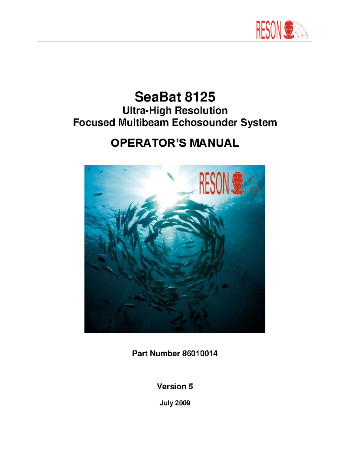 Reson seabat 8125 Op Man 5 - SeaBat 8125 Ultra-High Resolution Focused ...