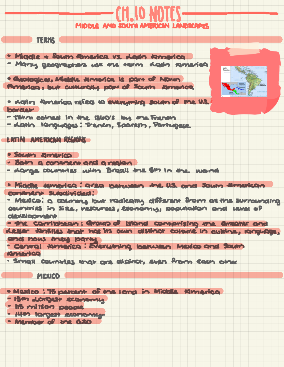 Geography Ch. 10 Notes pt. 1 - CH .IO NOTES MIDDLE AND SOUTH AMERICAN ...