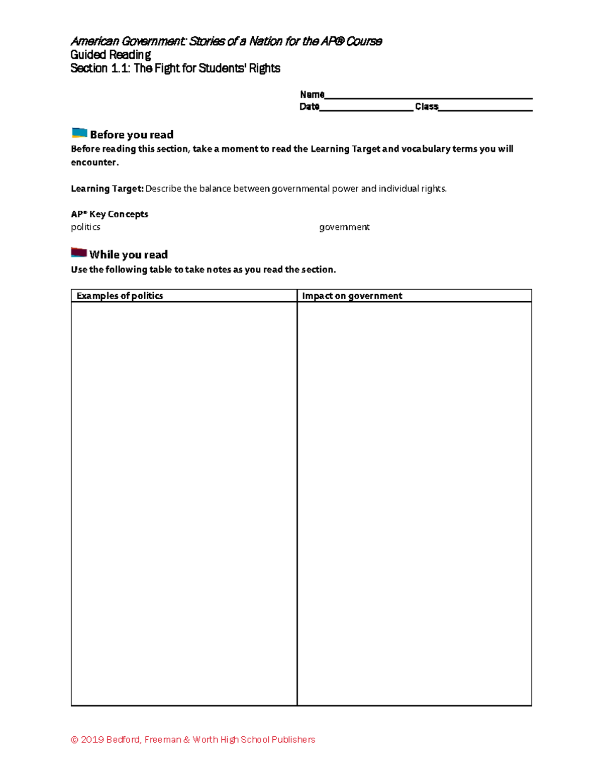 Section 1 - American Government: Stories of a Nation for the AP® Course ...