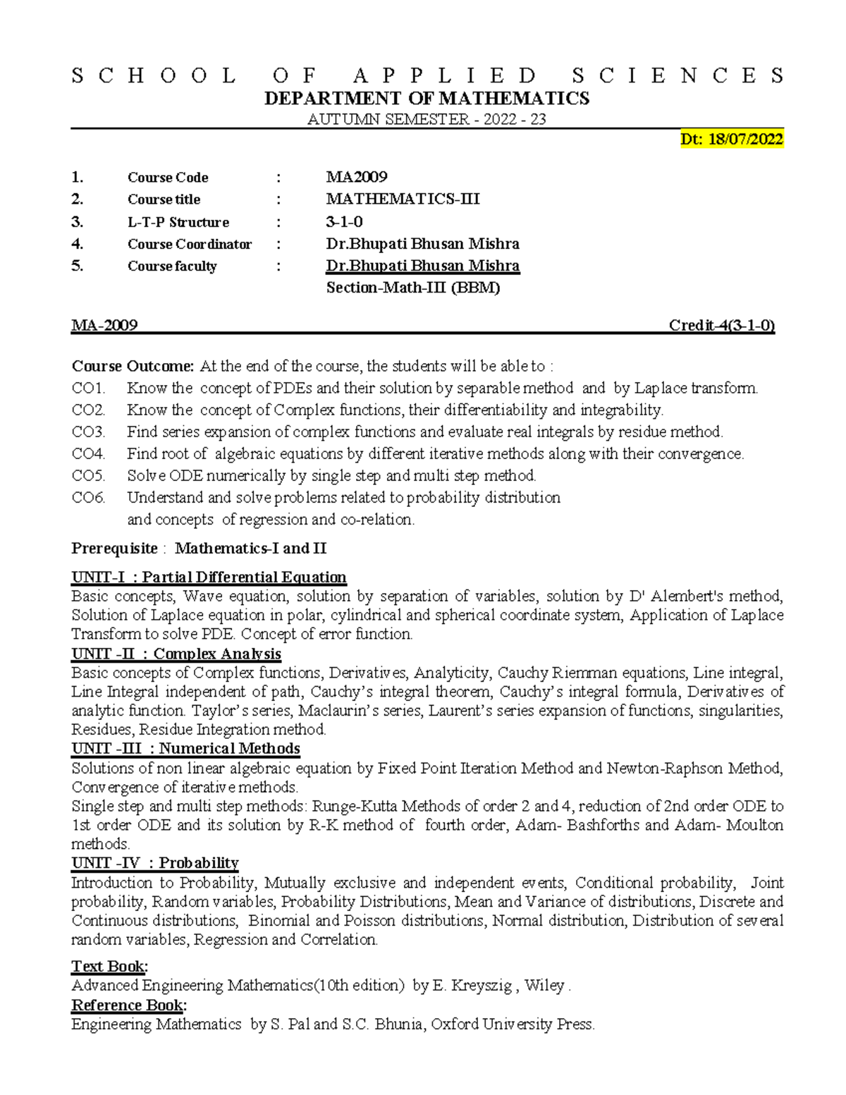 Lesson plan MA2009-2021AB -1 - S C H O O L O F A P P L I E D S C I E N ...