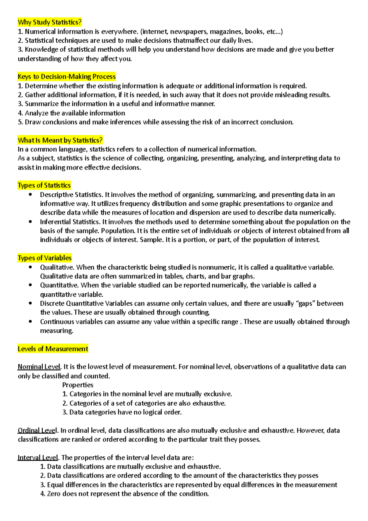 Em203-Why Study Statistics - Why Study Statistics? Numerical ...