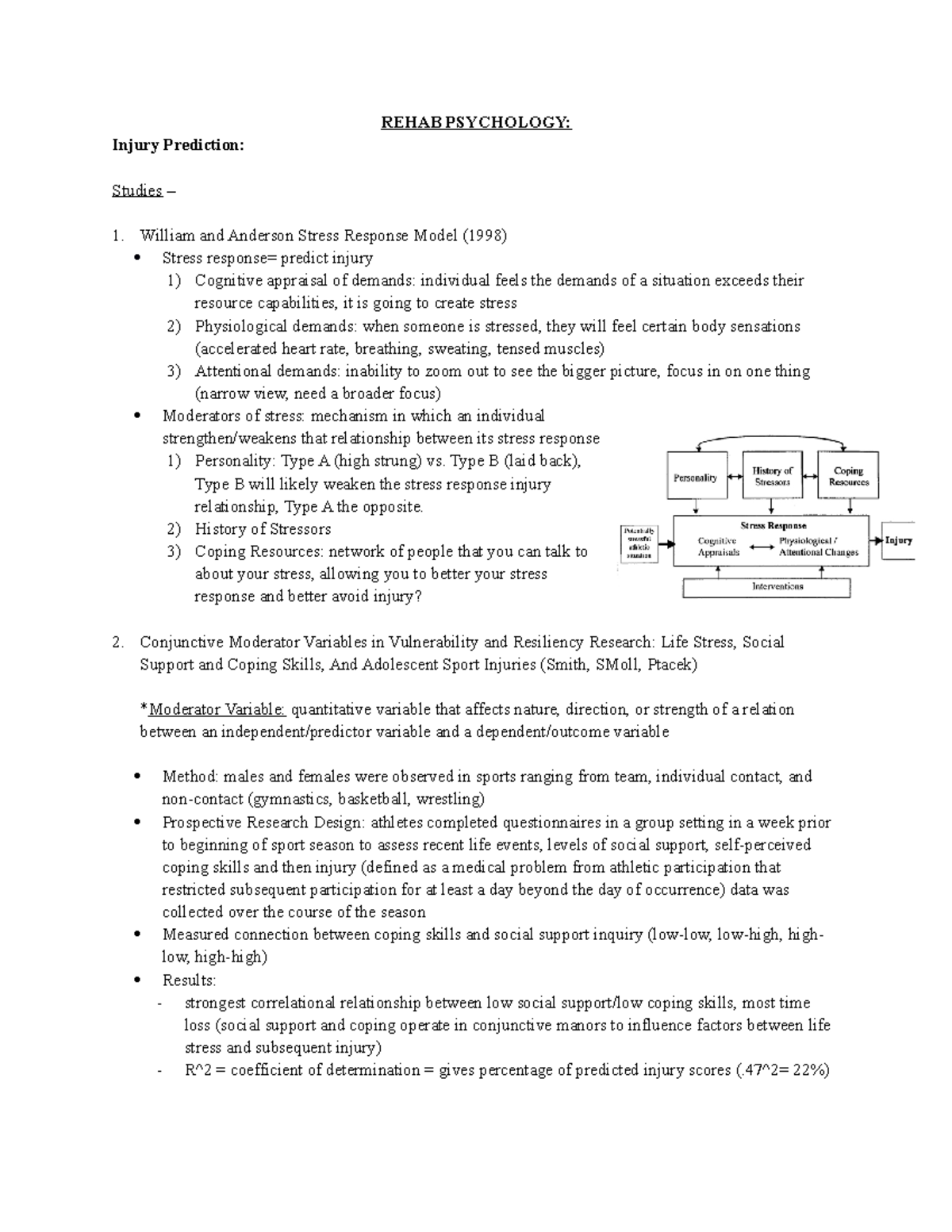 My Kinesiology Study Notes 1 - REHAB PSYCHOLOGY: Injury Prediction ...