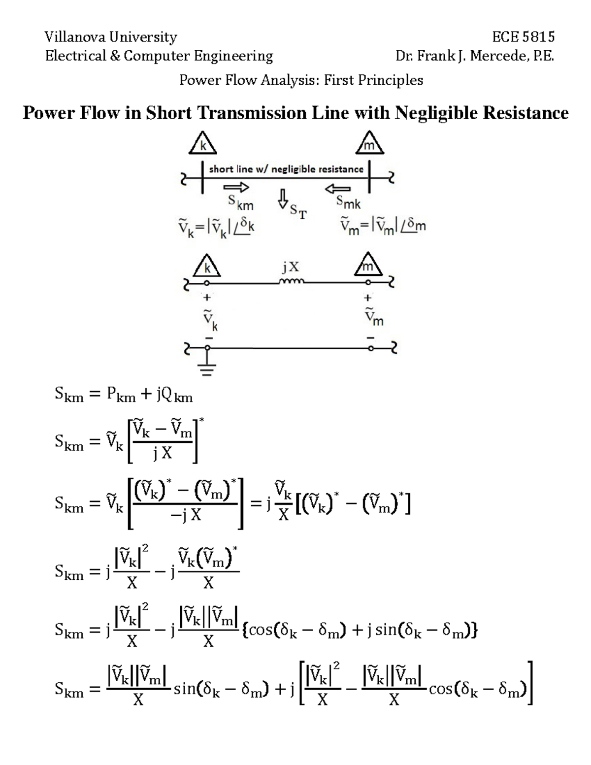 01A Power Flow First Principles - Power Flow in Short Transmission Line ...