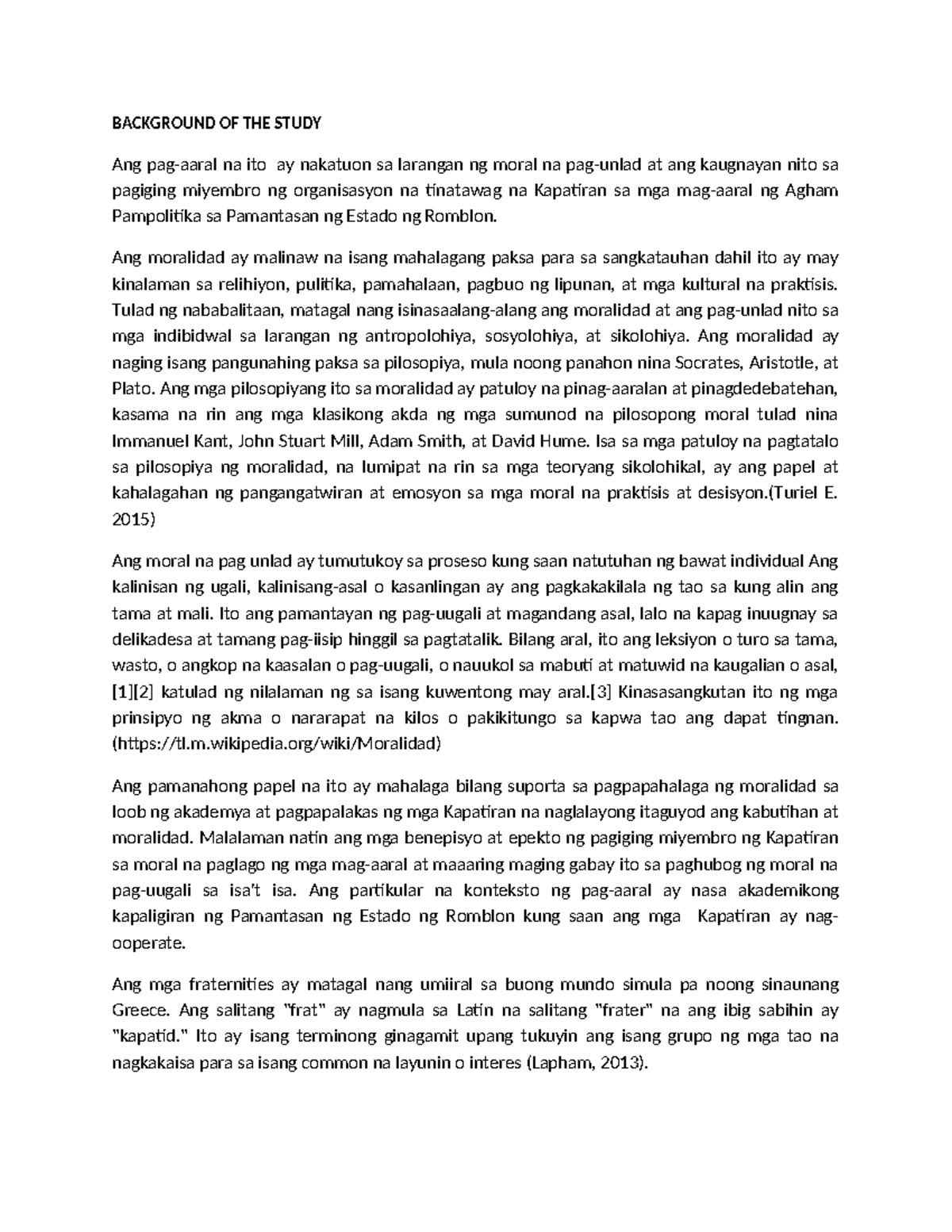 Background of the study 1 - BACKGROUND OF THE STUDY Ang pag-aaral na ito ay nakatuon sa larangan ...