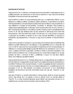 Background of the study - BACKGROUND OF THE STUDY Ang pag-aaral na ito ...