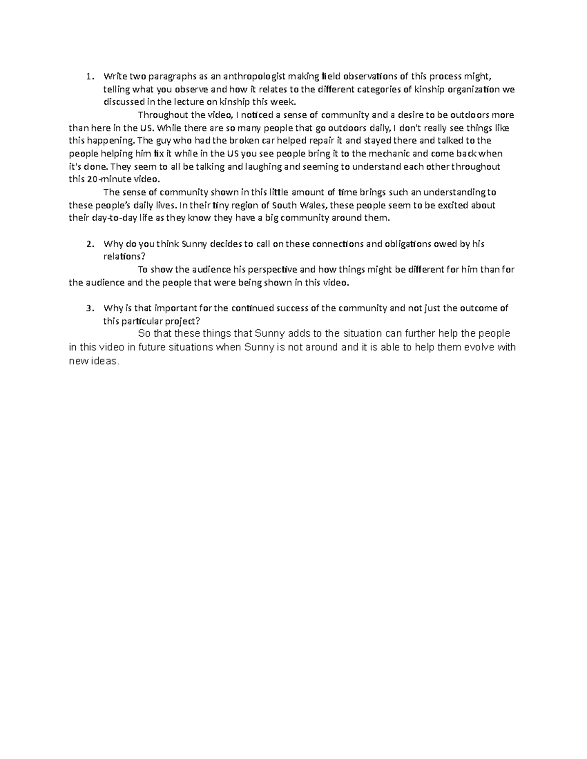 Assignment 8 - Write two paragraphs as an anthropologist making field observations of this ...