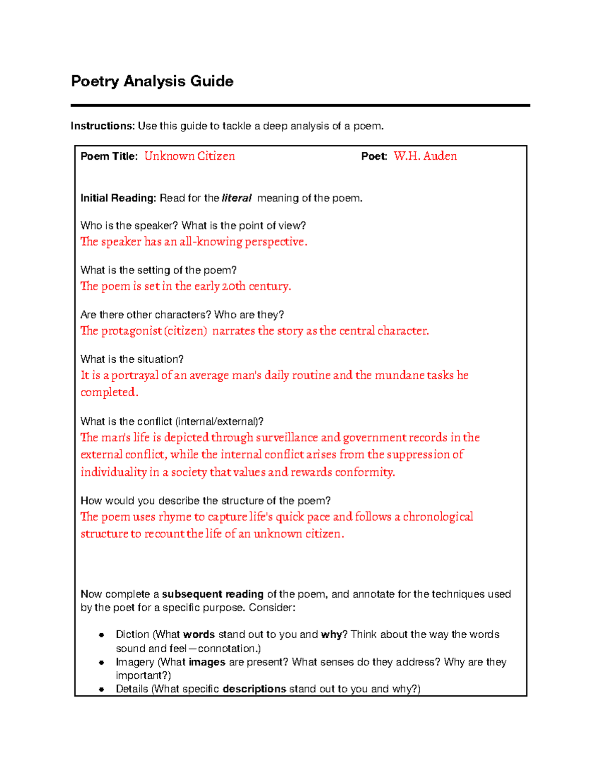 08.04 The Irony of Appearance - Poetry Analysis Guide Instructions: Use ...
