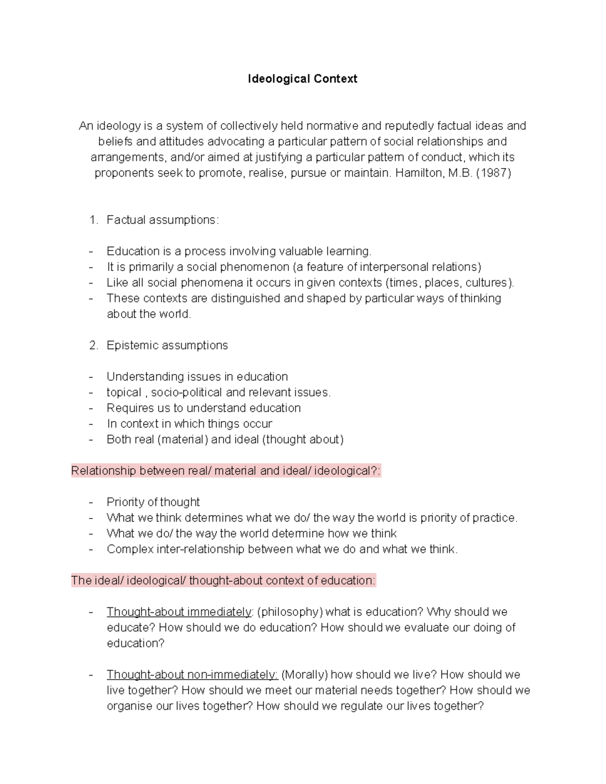 Ideological Context 3 - Lecture notes 3 - BathSpa - Studocu