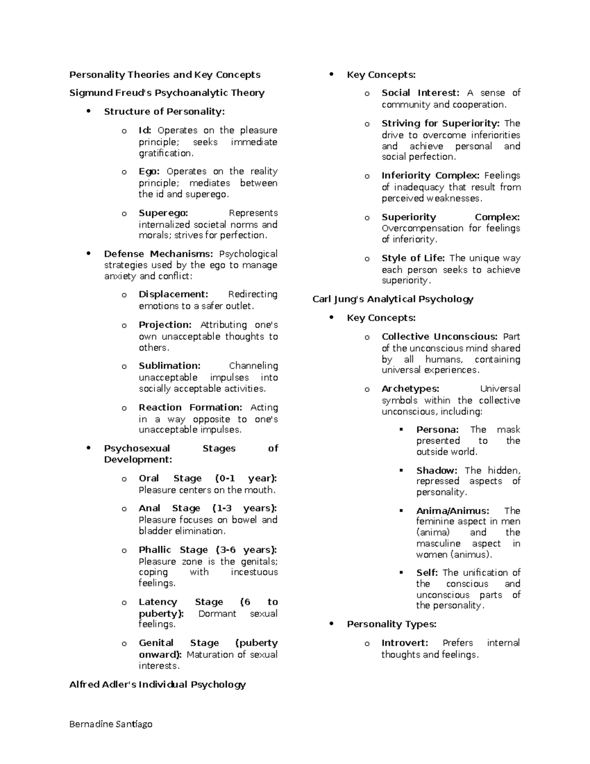 P1-Reviewer - None - Personality Theories and Key Concepts Sigmund ...