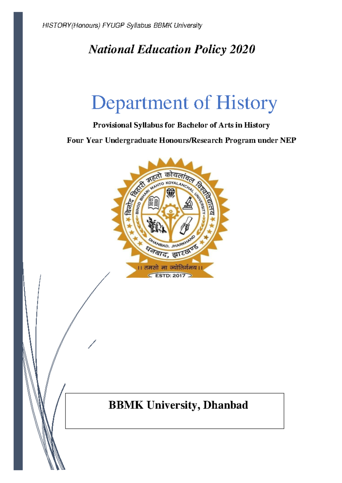 Revised History Syllabus Fyugp 1 - National Education Policy 2020 ...