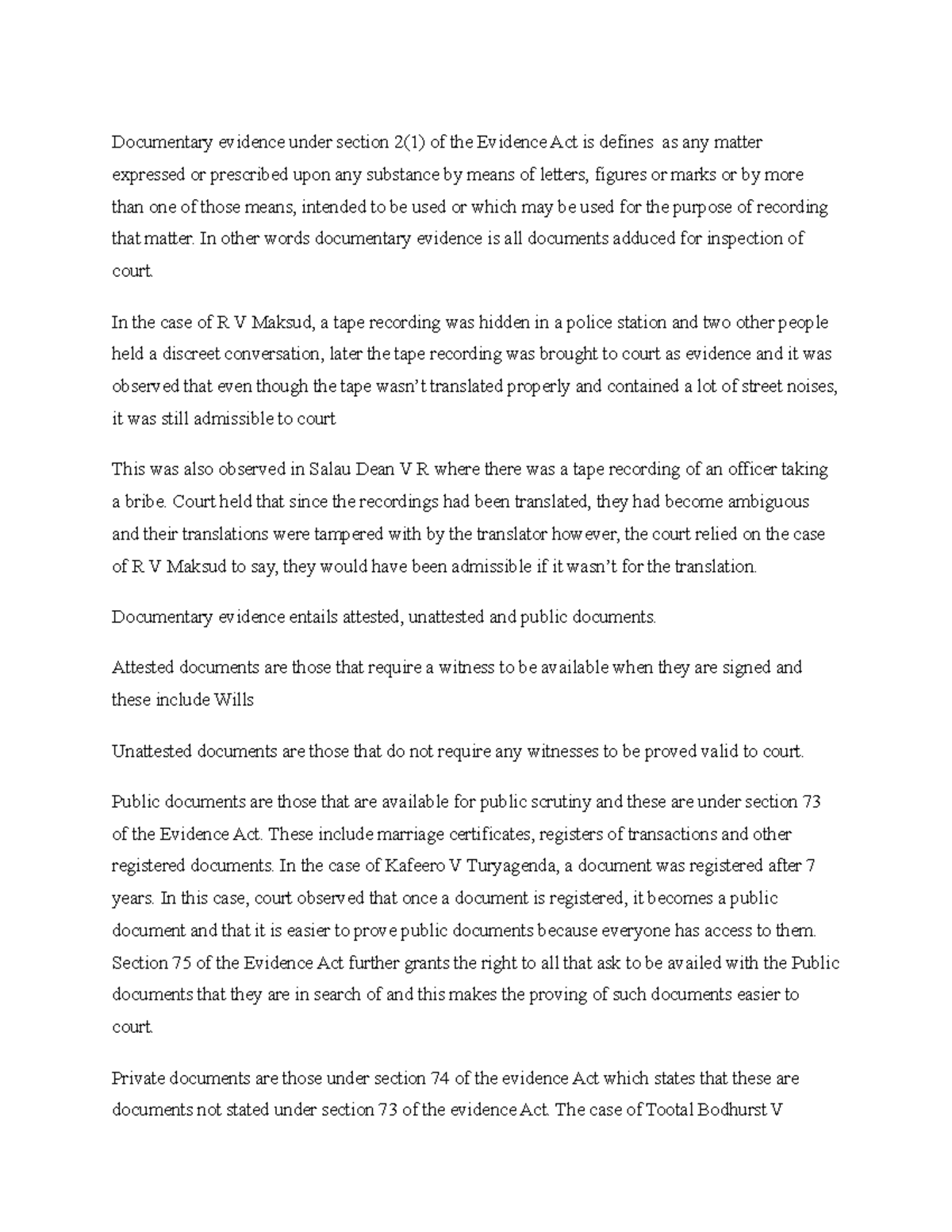 Documentary evidence under section 2 - In other words documentary ...