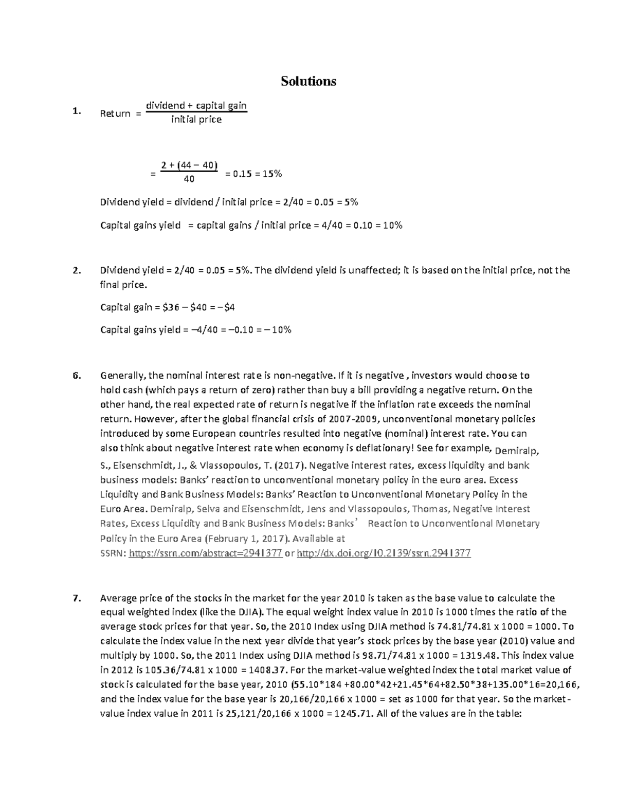 Solutions to Chapter 11 Practice Problems - Solutions 1. Return = dividend + capital gain ...