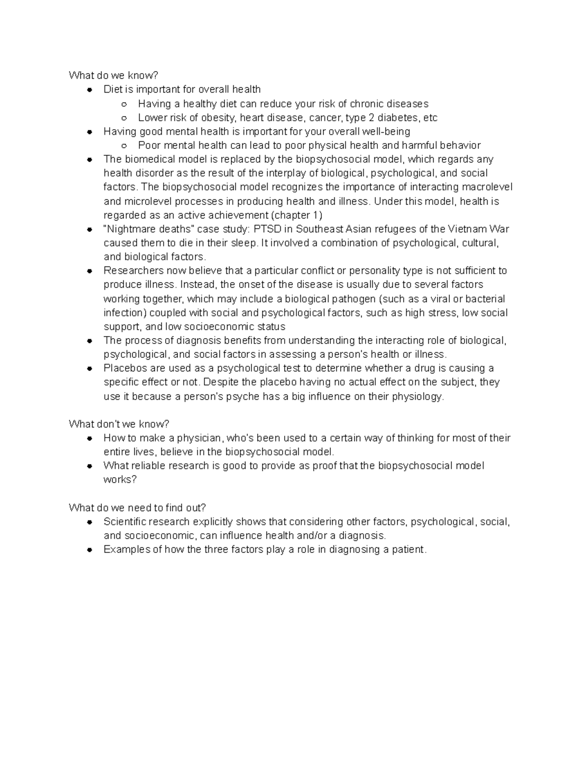 Health Psych- Wellness of the Body - What do we know? Diet is important ...