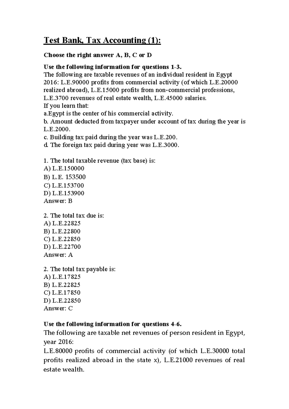 Test Dr Taha-2021 - tax accounting - Test Bank, Tax Accounting (1 ...