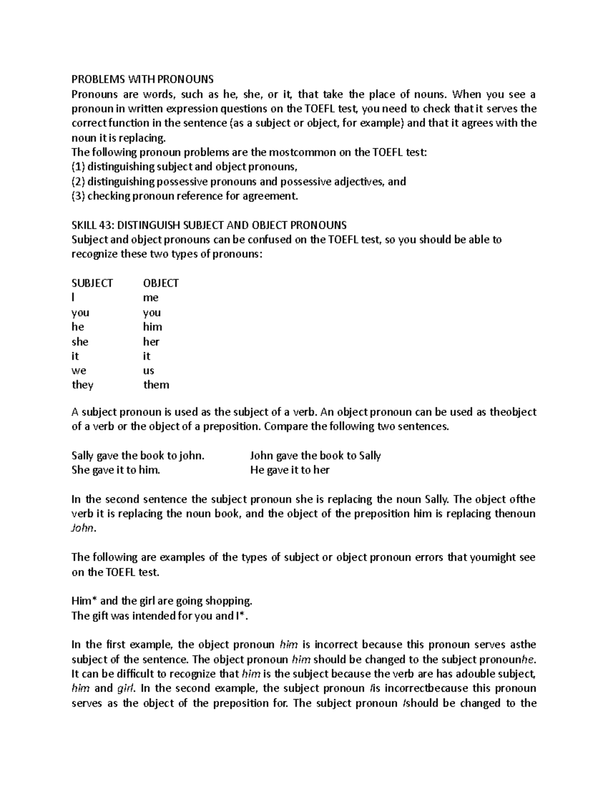 Pronouns - pronoun - PROBLEMS WITH PRONOUNS Pronouns are words, such as ...