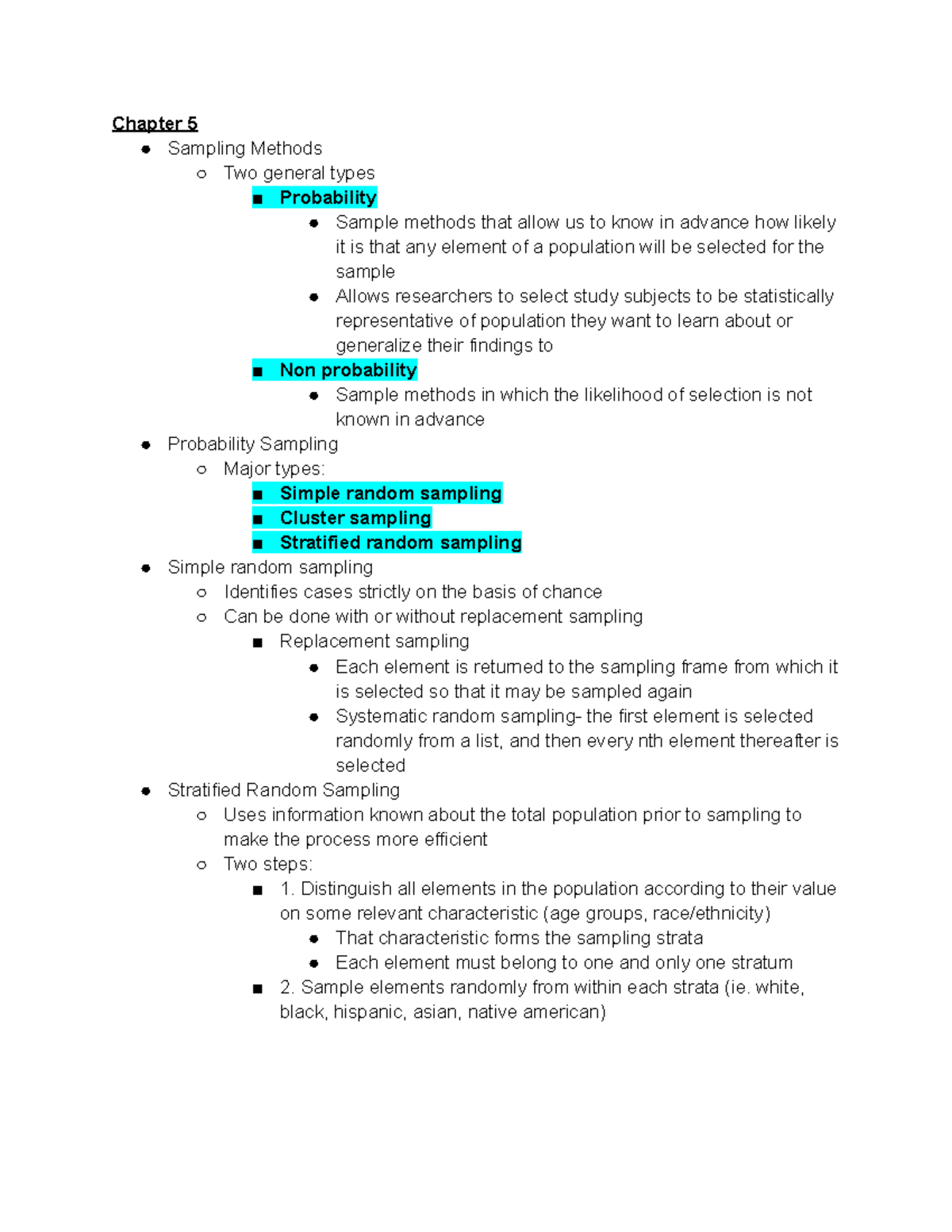 RDA ch 5 pg 1 - Dr. Hartley - Chapter 5 Sampling Methods Two general ...