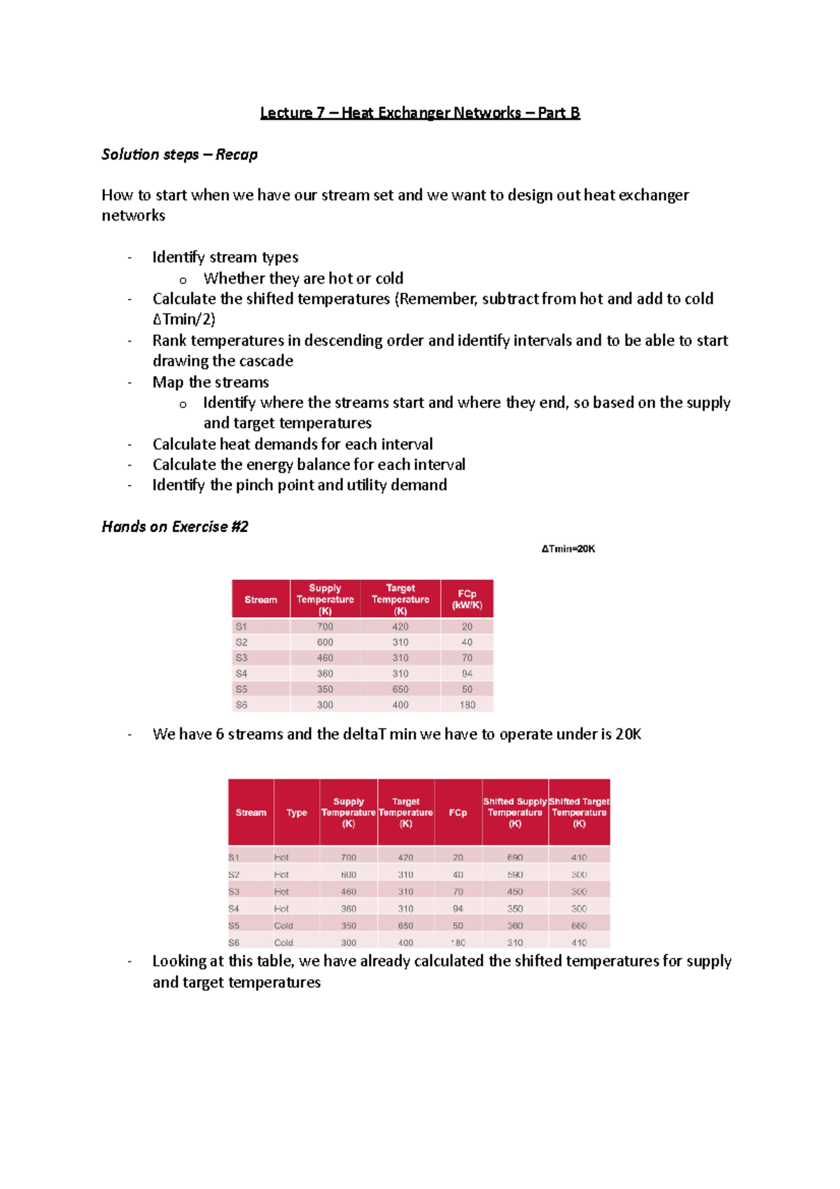 Lecture 7 – Heat Exchanger Networks – Part B - Lecture 7 – Heat Exchanger Networks – Part B ...